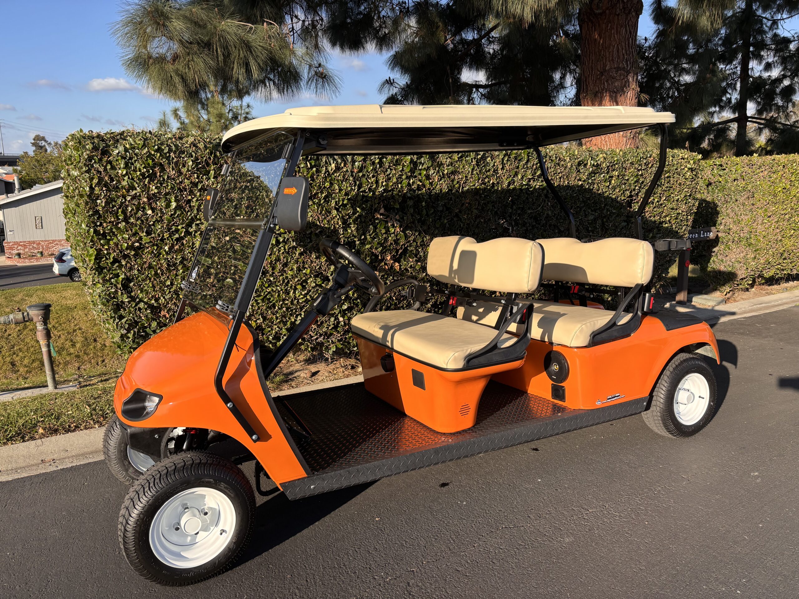 EZGO RXV 6 Passenger Orange and Tan | Laguna Golf Carts